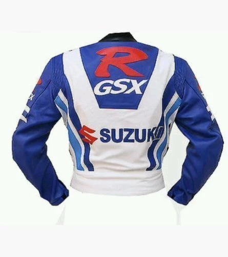 Suzuki GSXR Motorcycle Leather Blue Racing Jacket - Maker of Jacket