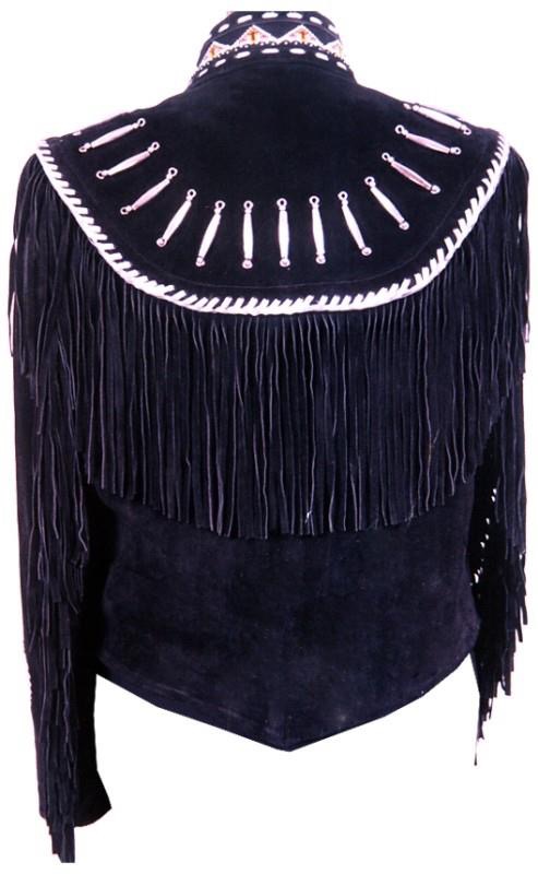 Western Native Black Buckskin Fringes Jacket - Maker of Jacket