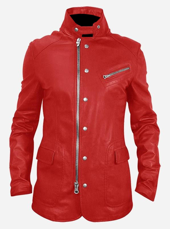 Biker Look Red Leather Jacket | Bold Street Style