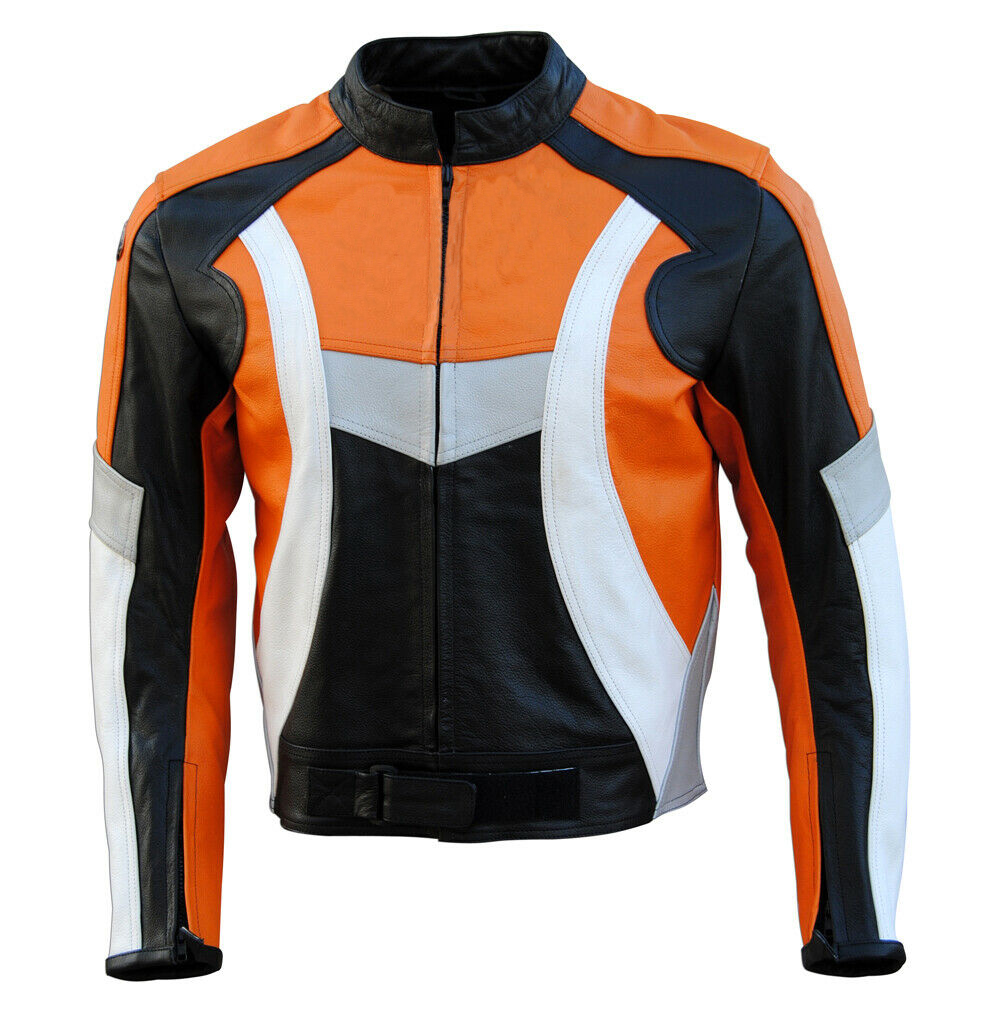 Custom Orange And White Motorcycle Jacket - Maker of Jacket