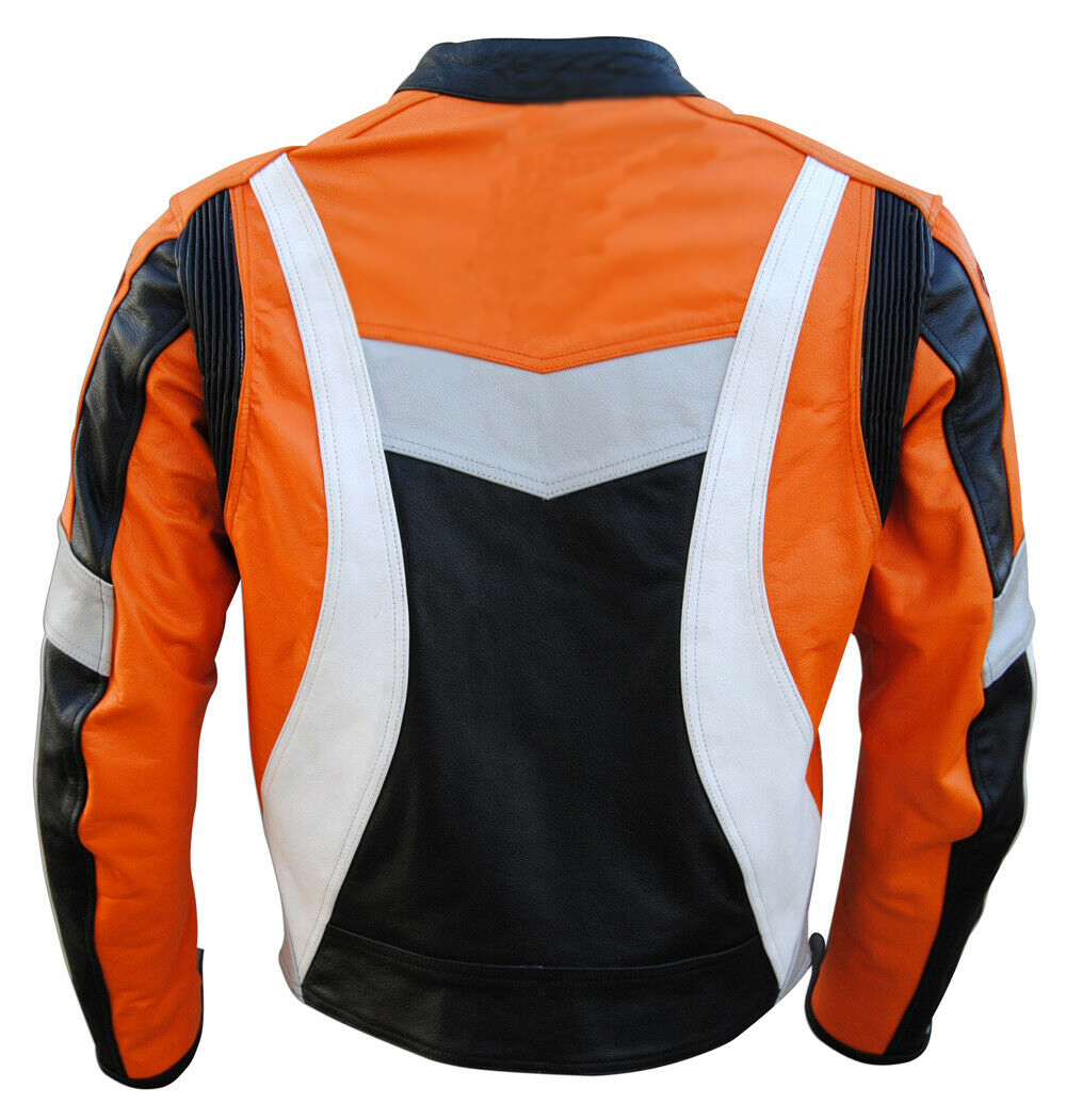 Custom Orange And White Motorcycle Jacket - Maker of Jacket