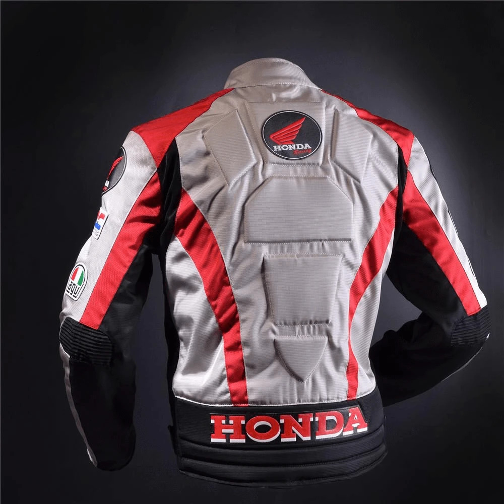HONDA HRC Red And Grey Motorcycle Jacket - Maker of Jacket