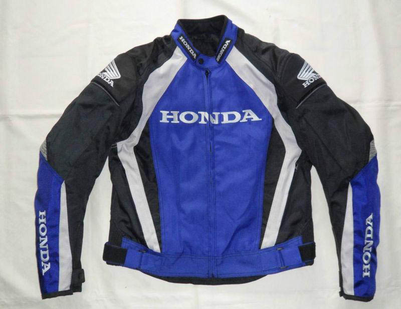 Honda Red & Blue Motorcycle Leather Safety Pads Jacket - Maker of Jacket