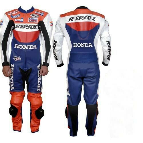 Honda Repsol Red And Blue Motorcycle Leather Suit - Maker of Jacket