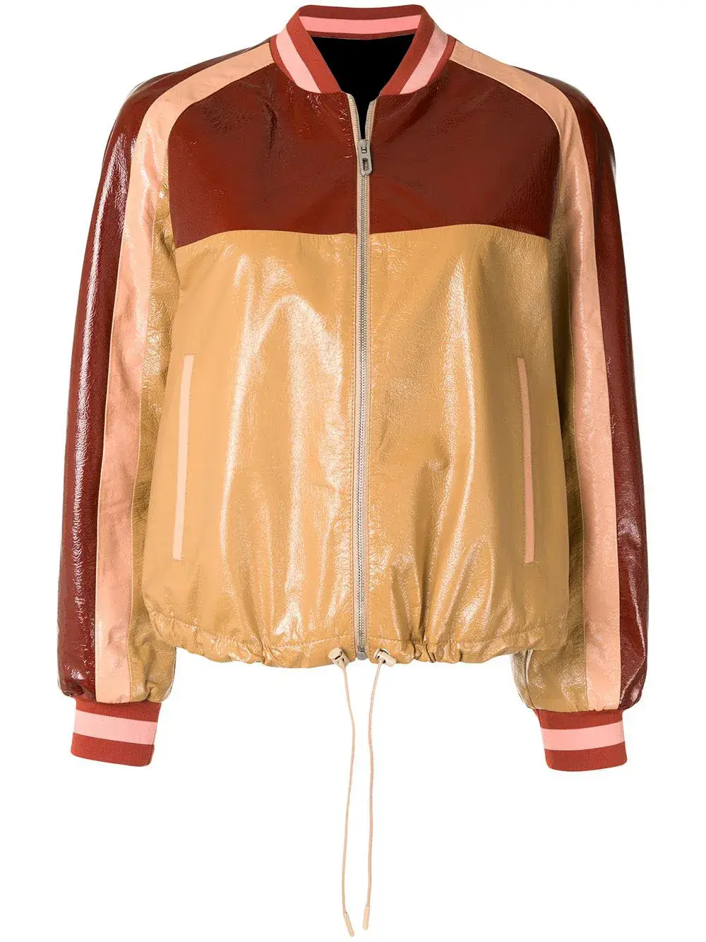 Red Yellow Color Block Bomber leather Jacket - Maker of Jacket