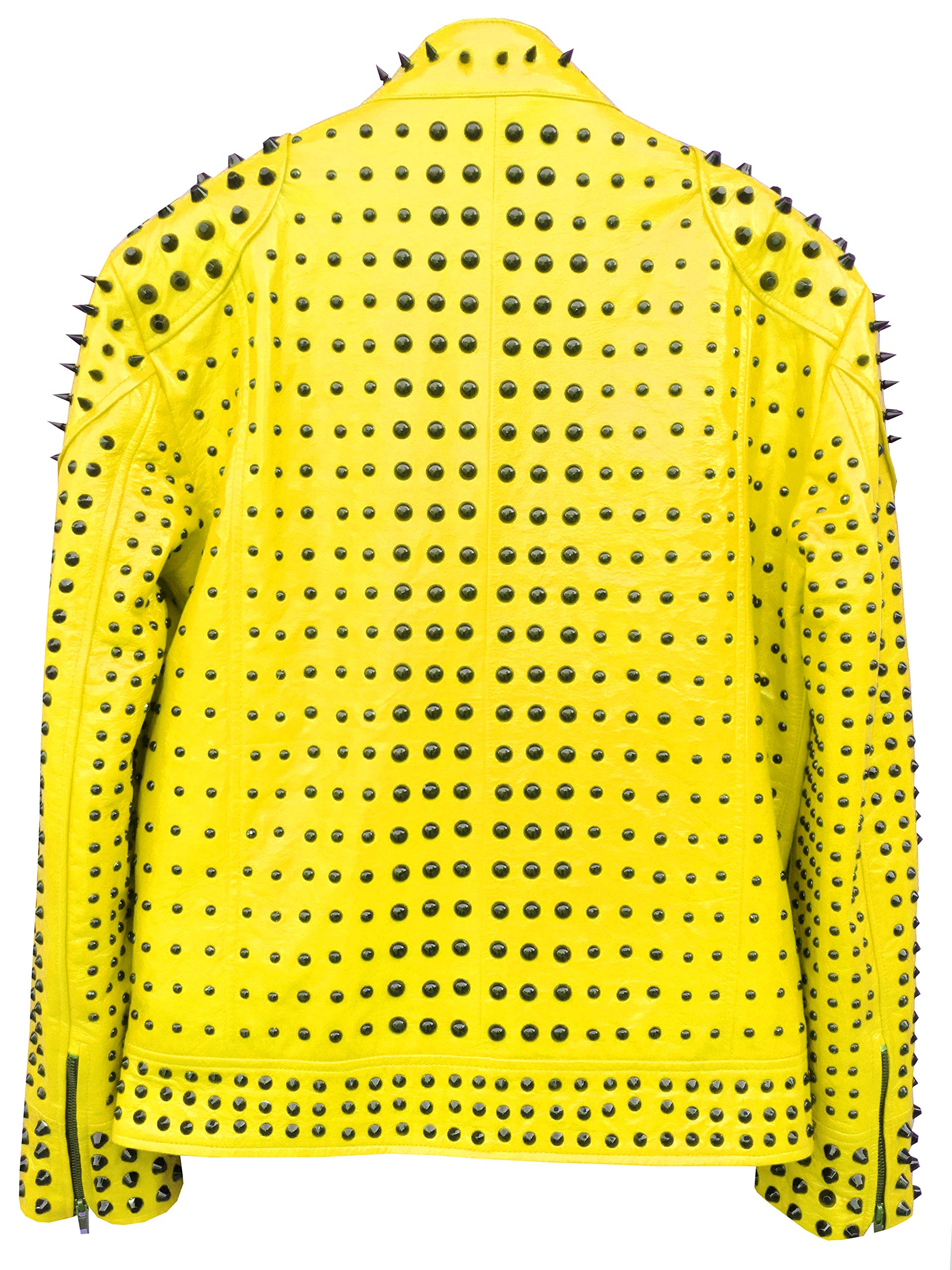 Studded Punk Leather Yellow Vintage Jacket - Maker of Jacket