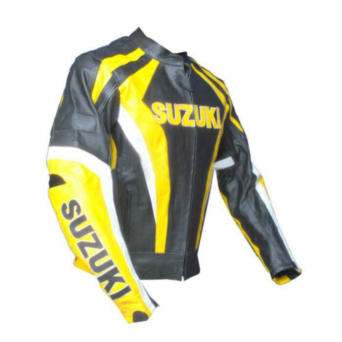 Suzuki Yellow And Black Motorcycle leather Jacket - Maker of Jacket