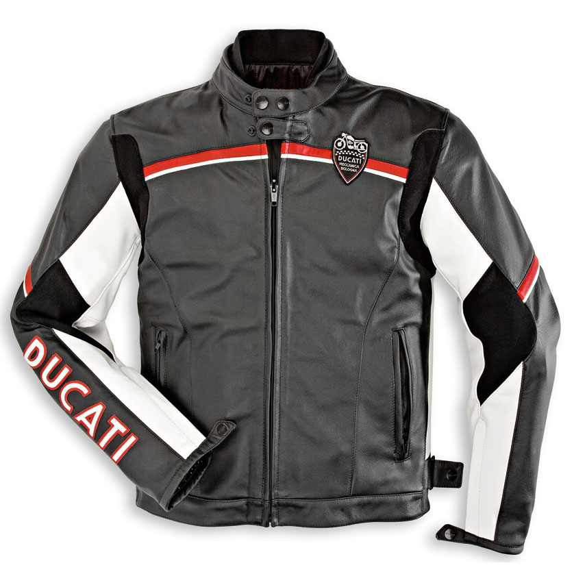 Ducati Red Black And White Leather Motorcycle Jacket - Maker of Jacket