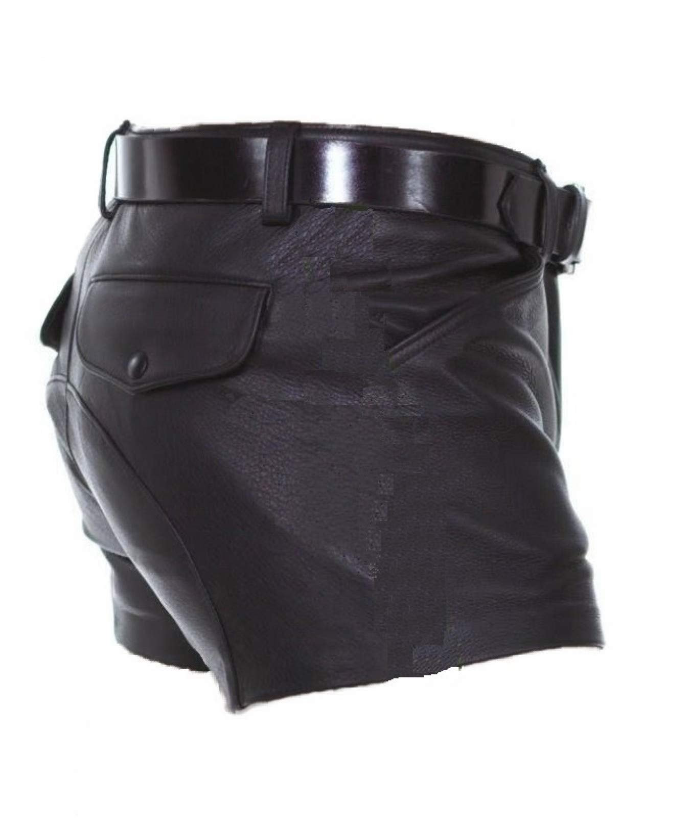 Mens Real Sheep Leather Soft Black Shorts Maker Of Jacket