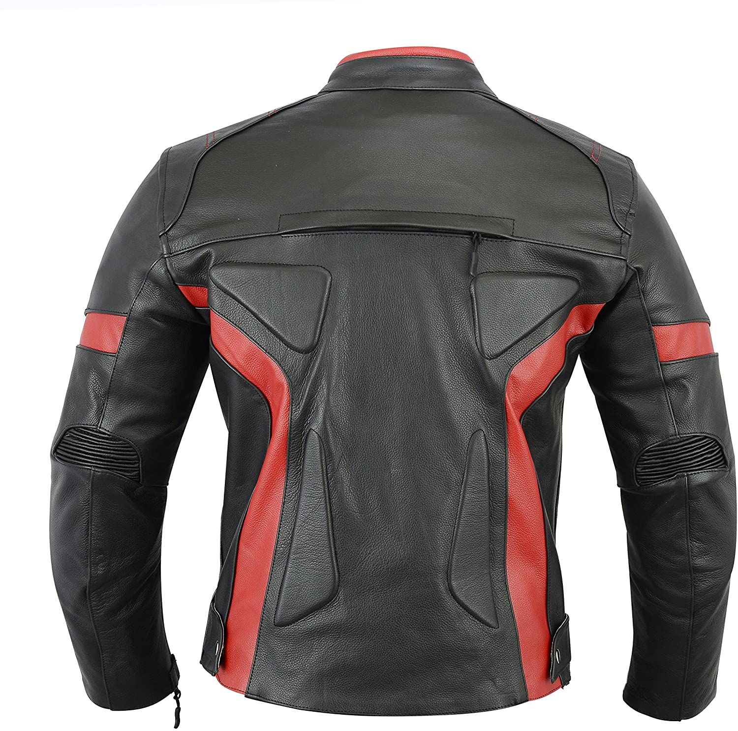 Motorcycle Black Red Leather Armor Jacket - Maker of Jacket