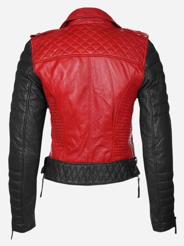 Red And Black Leather Quilted Jacket - Maker of Jacket