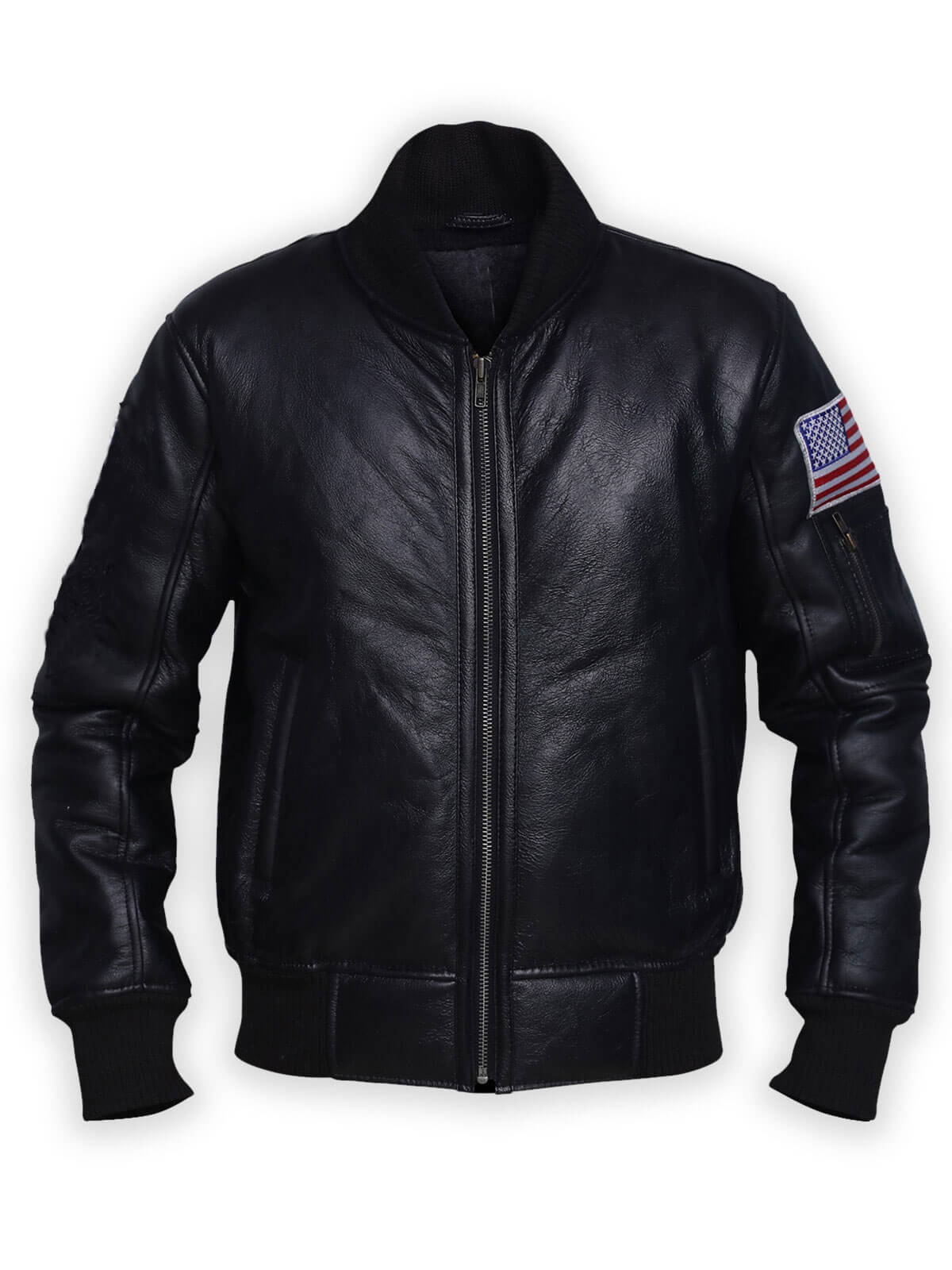 Black American Flags Leather Jacket - Maker of Jacket