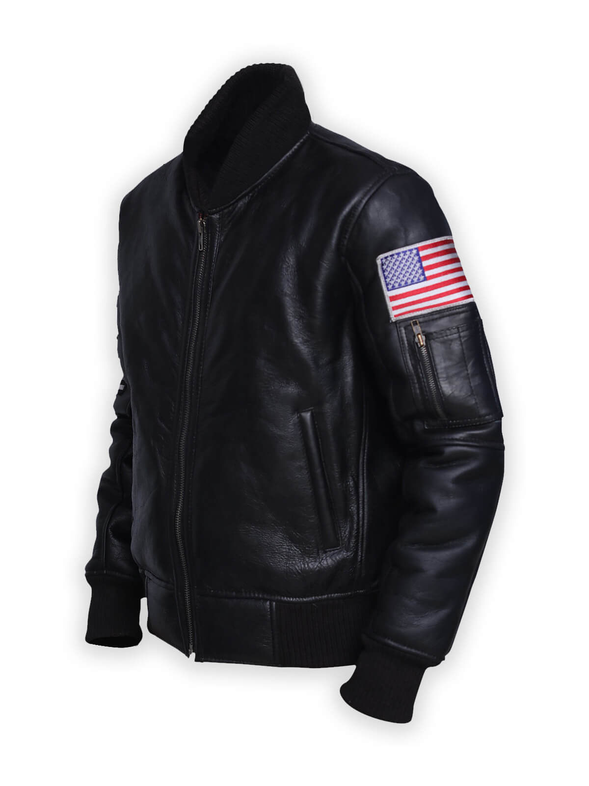 Black American Flags Leather Jacket - Maker of Jacket