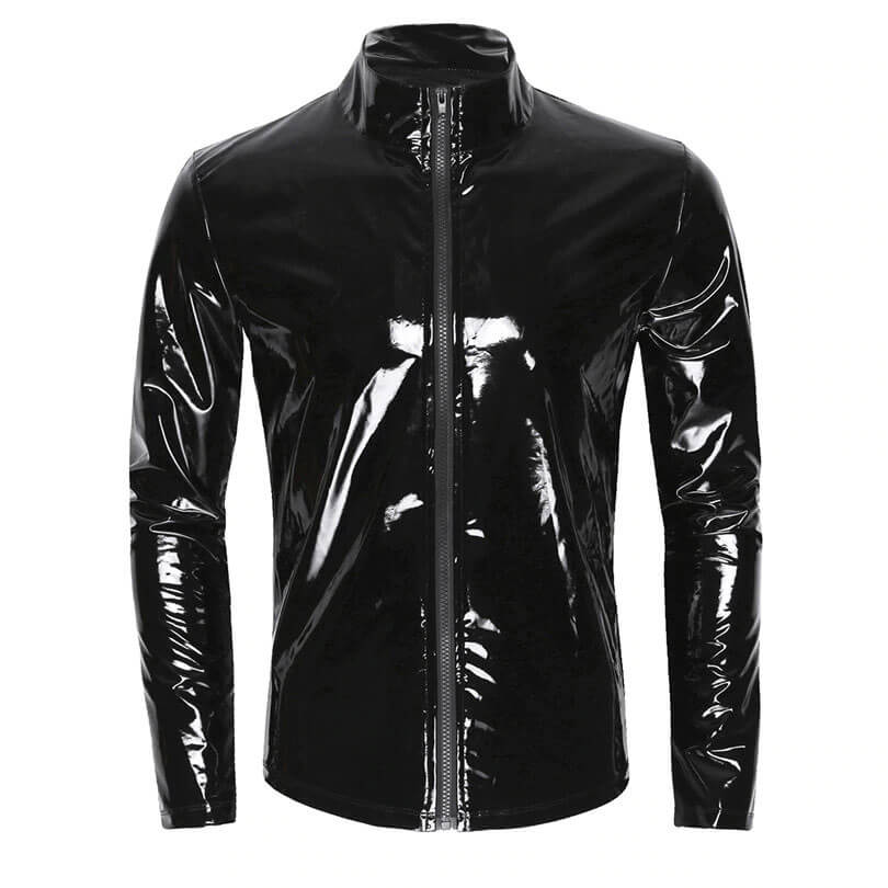 Shop Black Shiny Metallic Leather Jacket | Precision Fit