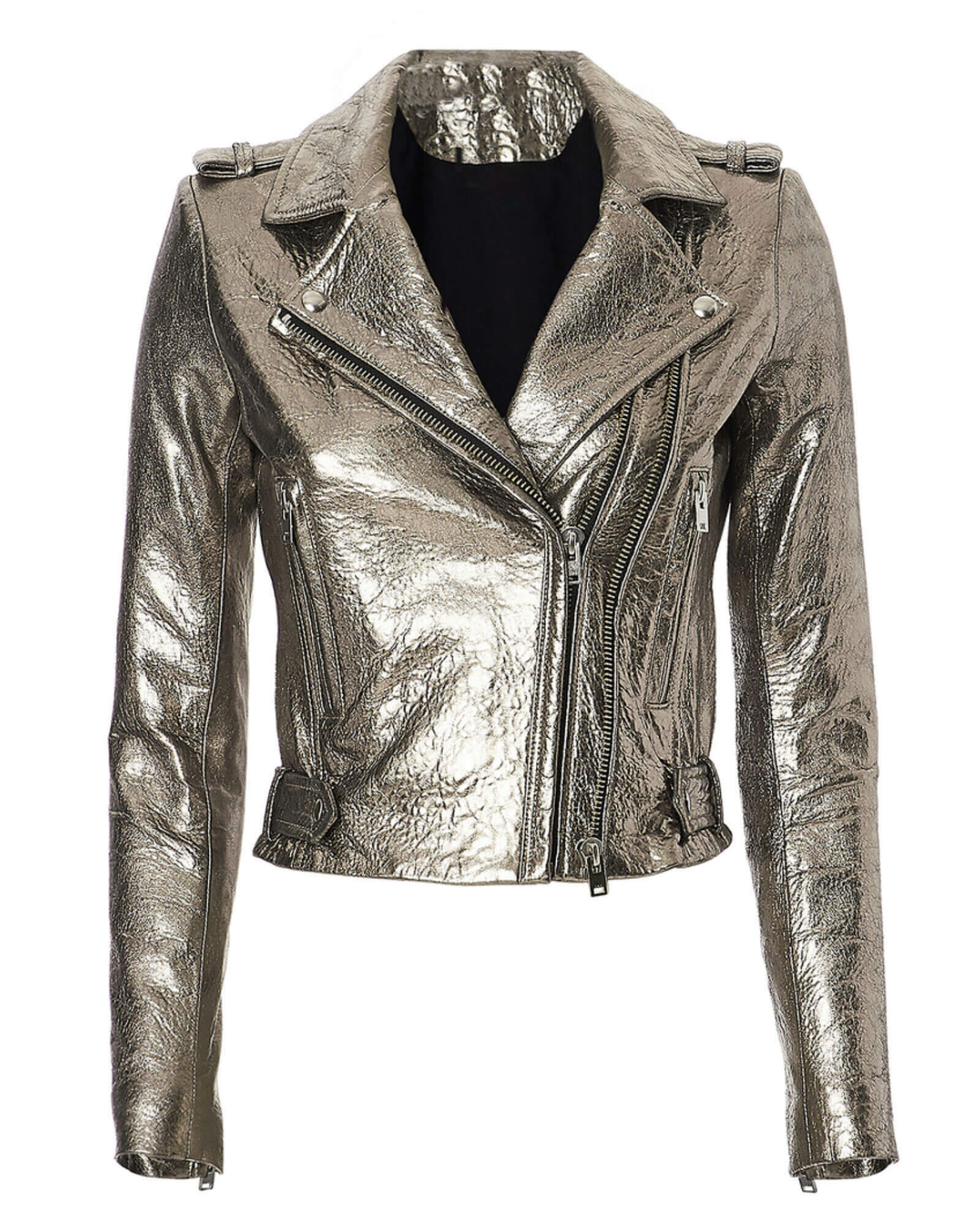 Silver Metallic Dylan Biker Stylish Leather Jacket - Maker of Jacket