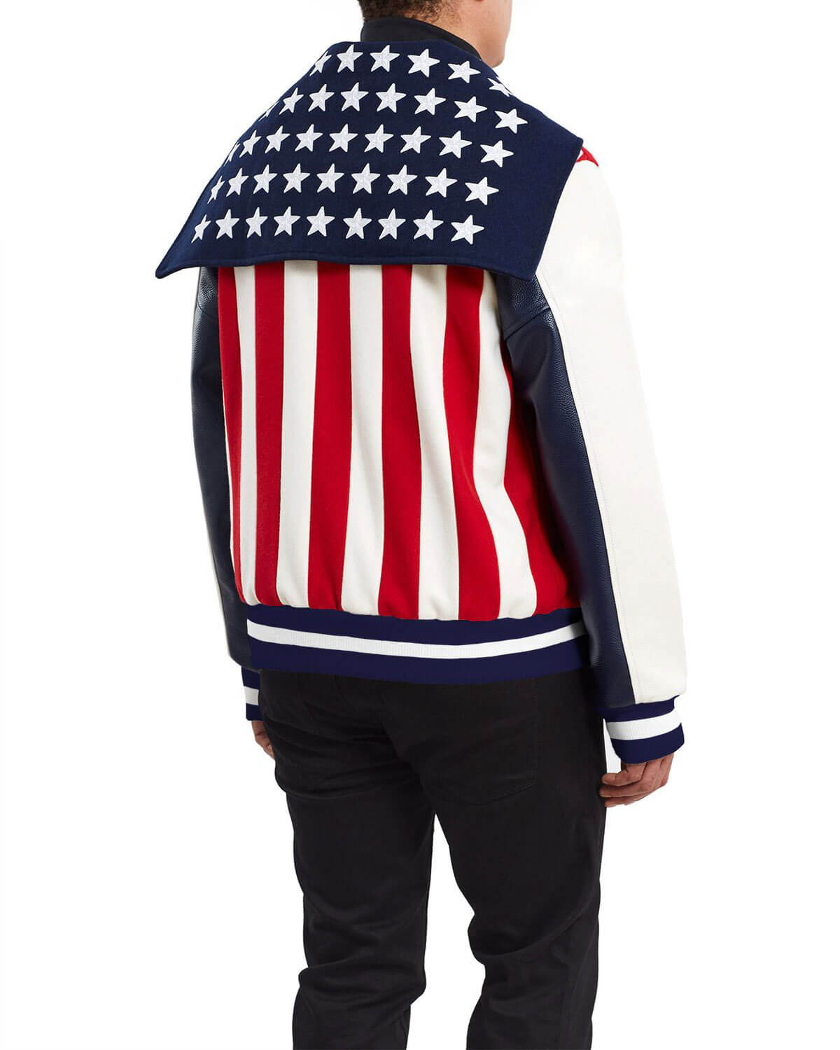 USA Varsity Leather Jacket In Red Multi - Maker of Jacket