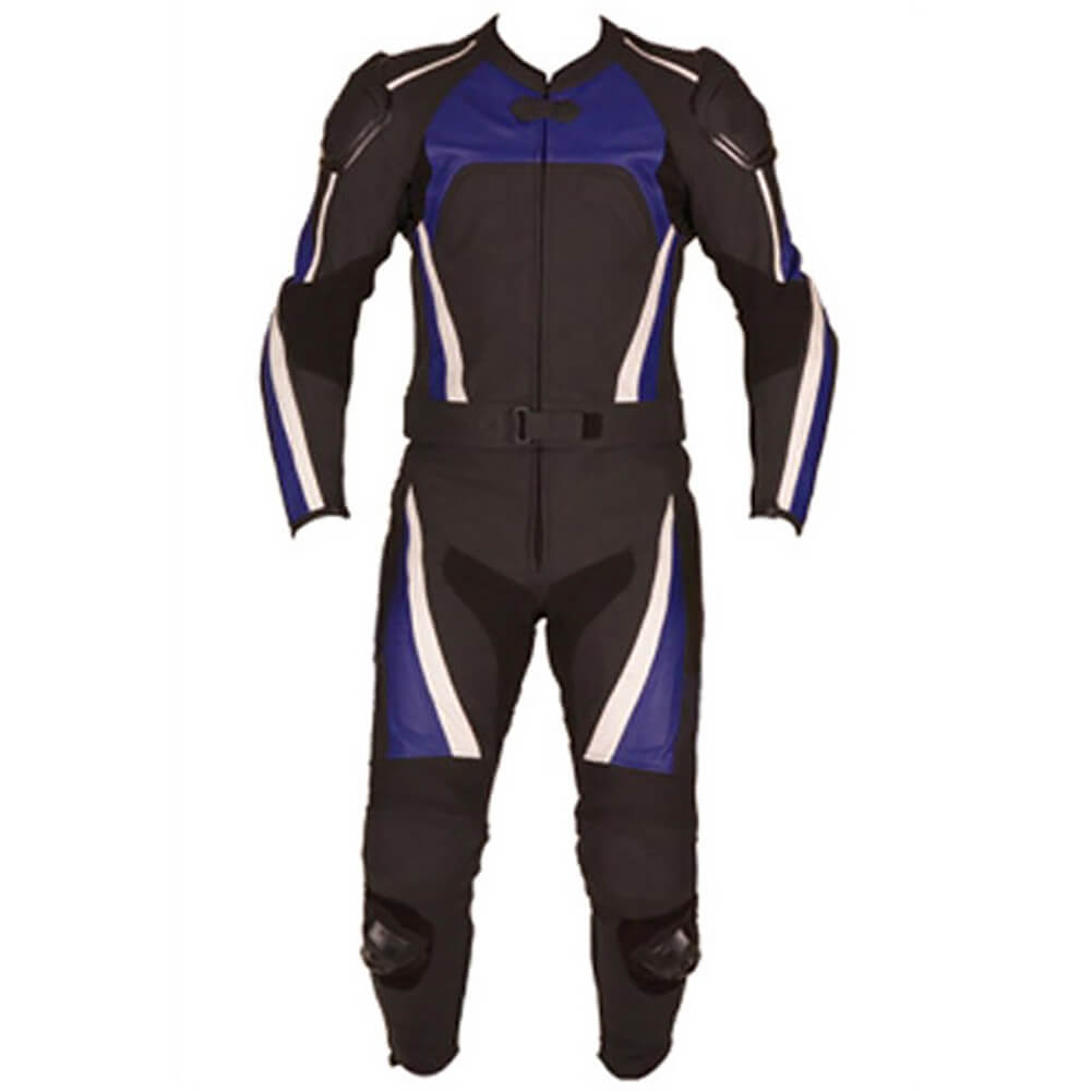 Black and Blue Motorcycle Racing Leather Suit - Maker of Jacket