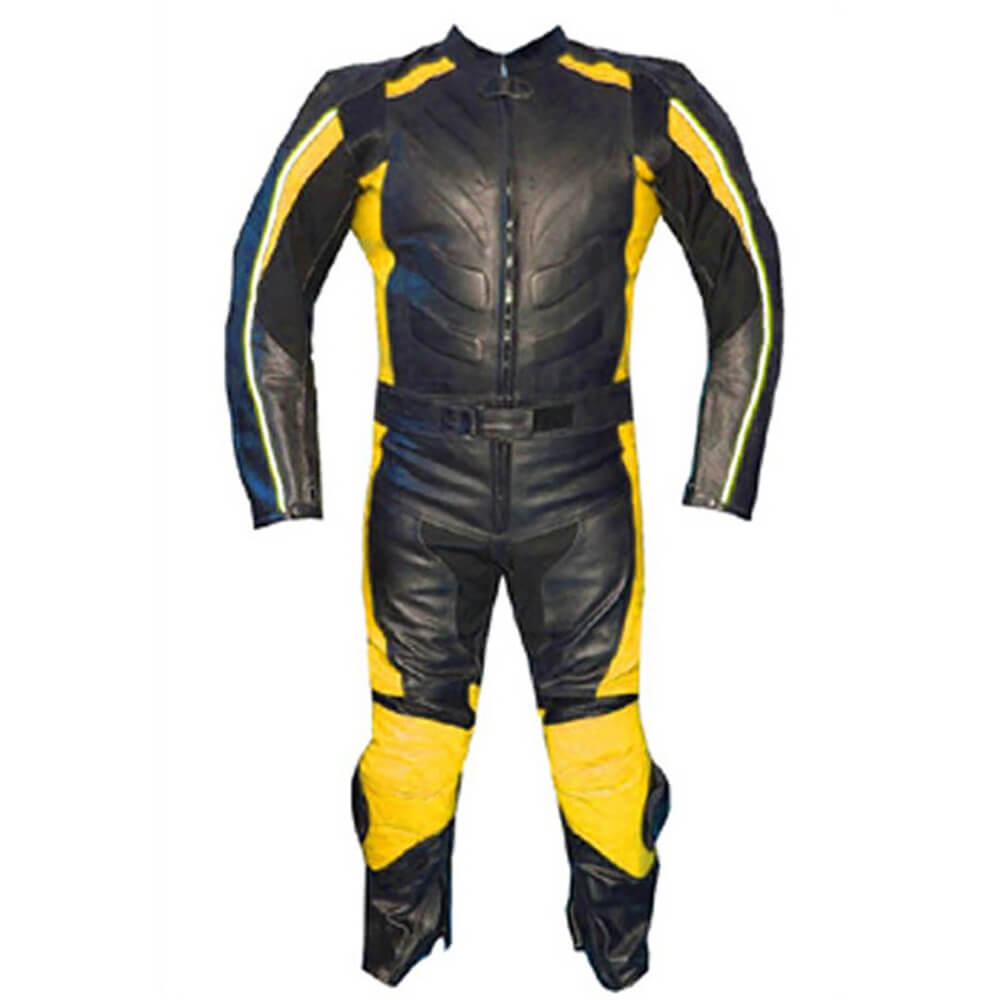 Black and Yellow Motorcycle Sports Racing Leather Suit - Maker of Jacket