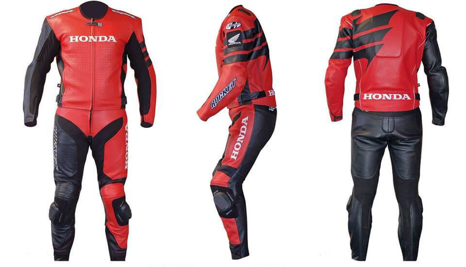 Honda Red and Black Motorcycle Racing Leather Suit - Maker of Jacket