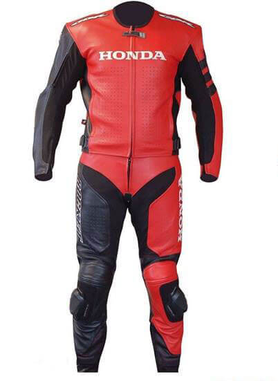 Honda Red and Black Motorcycle Racing Leather Suit - Maker of Jacket