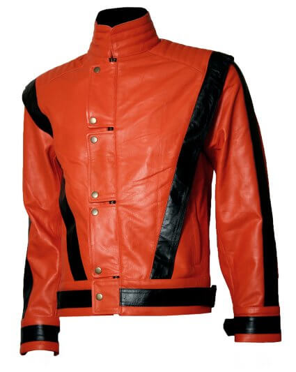 Michael Jackson Orange and Black Leather Suit - Maker of Jacket