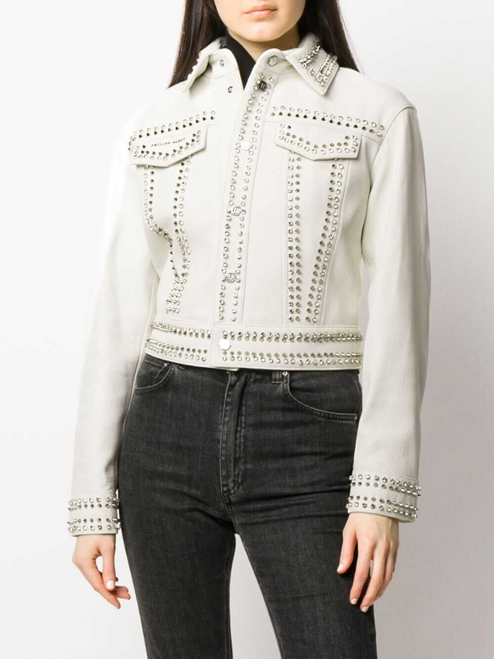 Philipp Plein Skull Studded Leather Jacket - Maker of Jacket