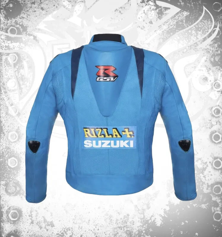 Suzuki Rizla Motorcycle Racing Leather Jacket - Maker of Jacket