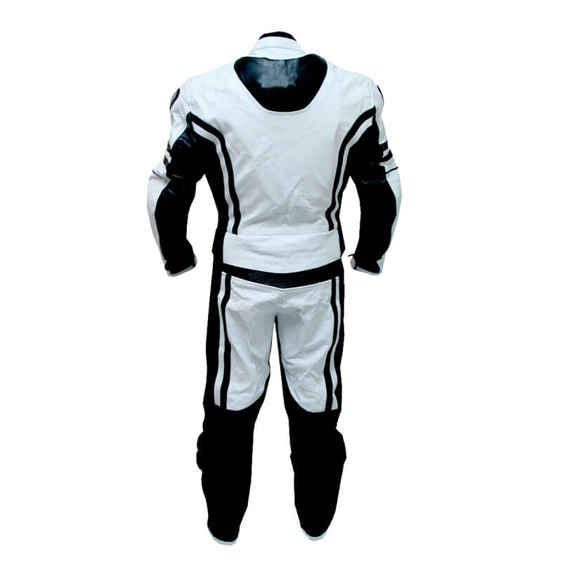 White & Black Plimmerton Motorcycle Leather Racing Suit - Maker of Jacket