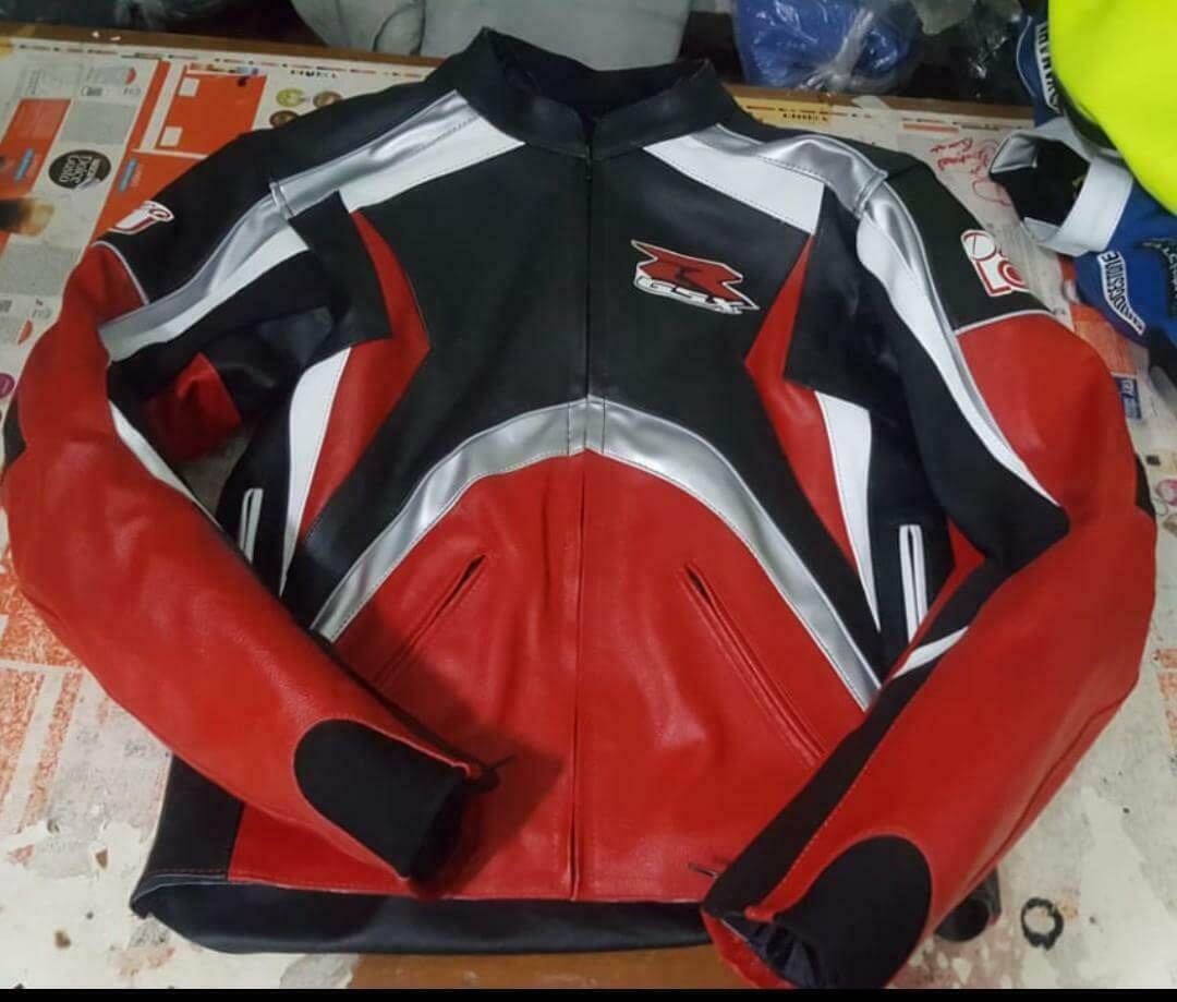 Suzuki GSXR Red Black Motorcycle Racing Jacket - Maker of Jacket