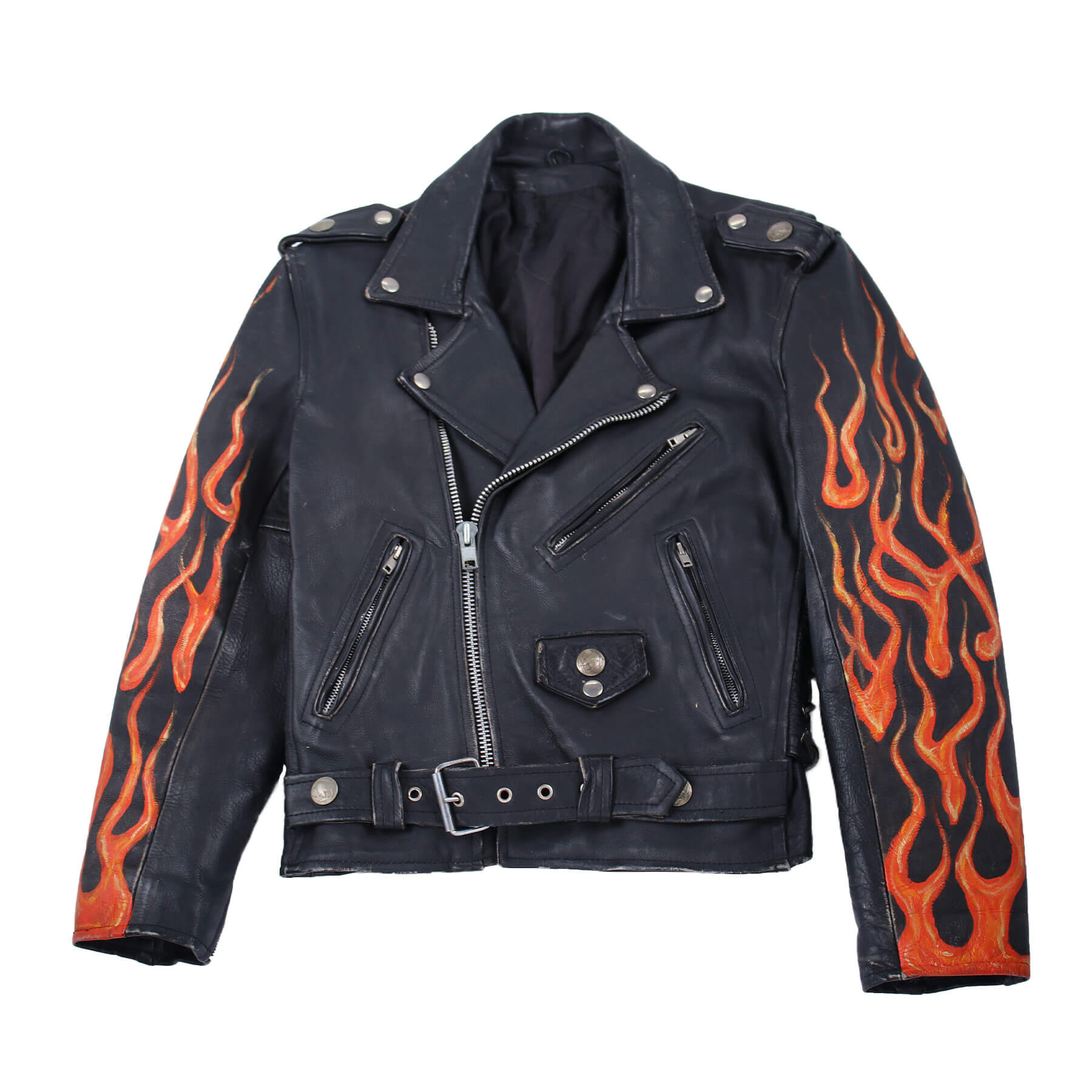 Black Vintage Flame Biker Skull Jacket | Stylish Jackets
