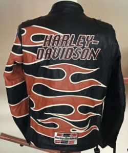 Harley Davidson Black Flame Leather Racing Jacket - Maker of Jacket