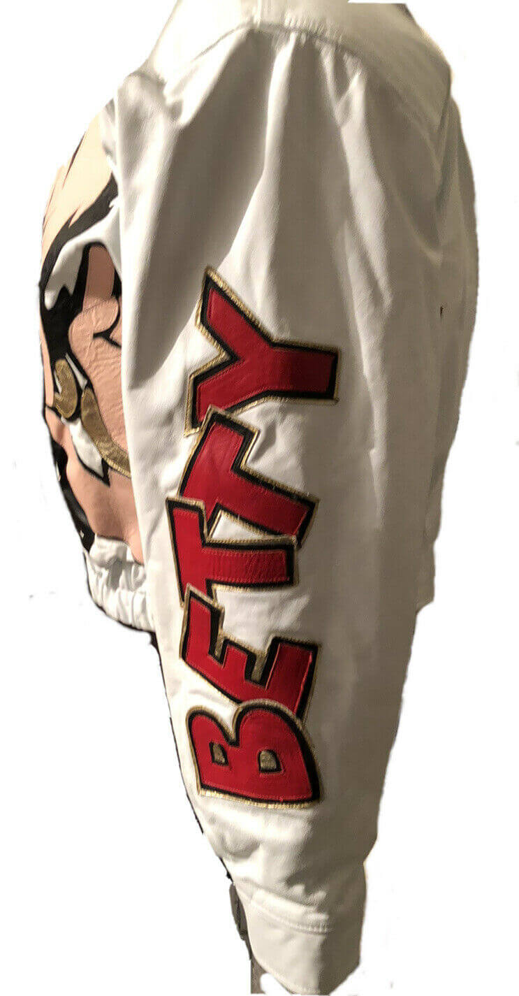 White Betty Boop Vintage Leather Jacket - Maker of Jacket