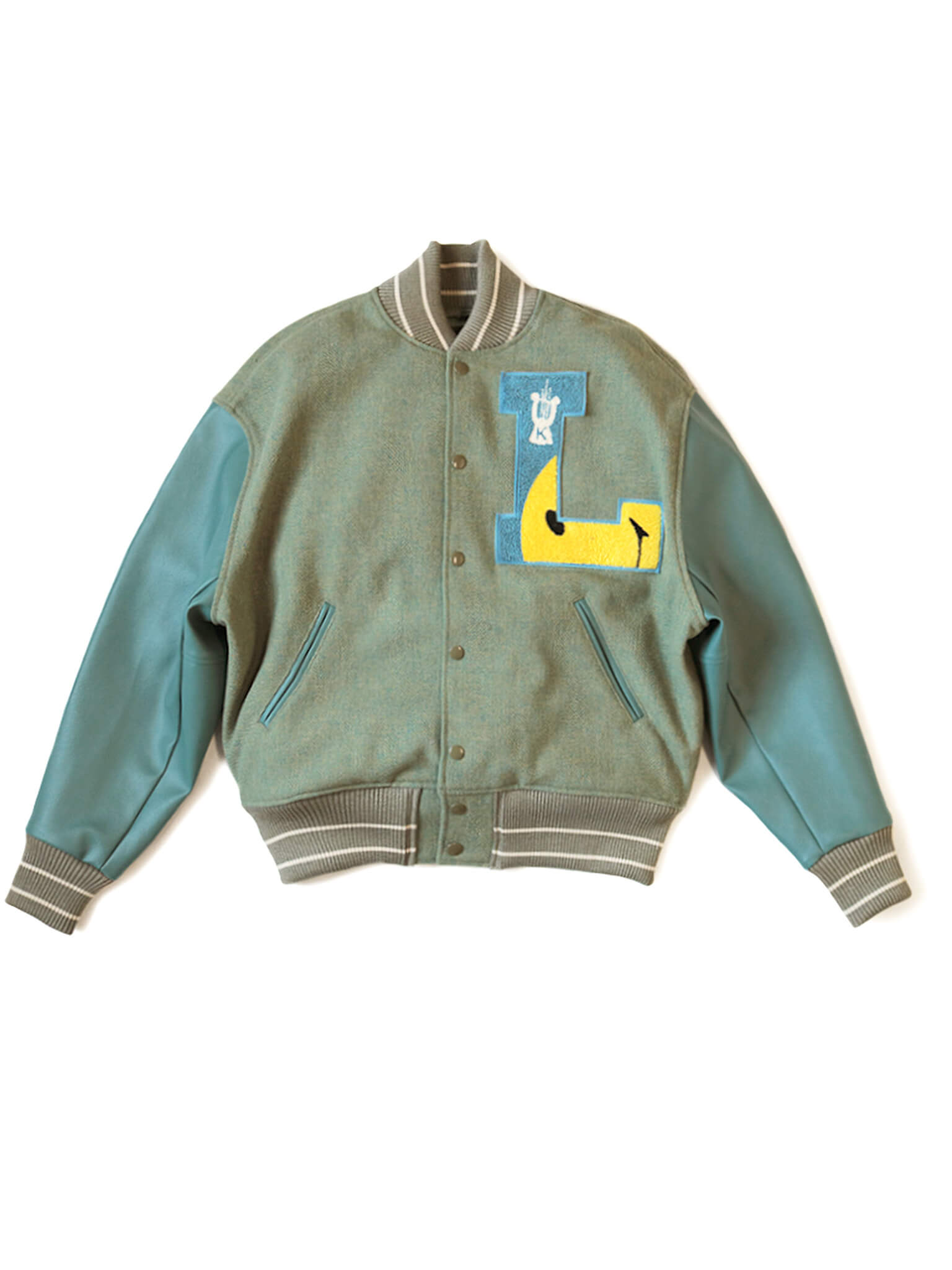 Grey Blue L Five 40s Varsity Letterman Jacket - Maker of Jacket