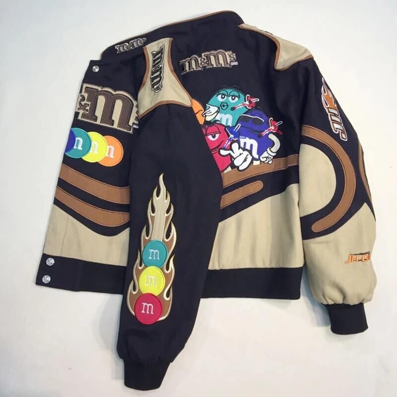 Black M&M Bomber Varsity Jacket - Maker of Jacket