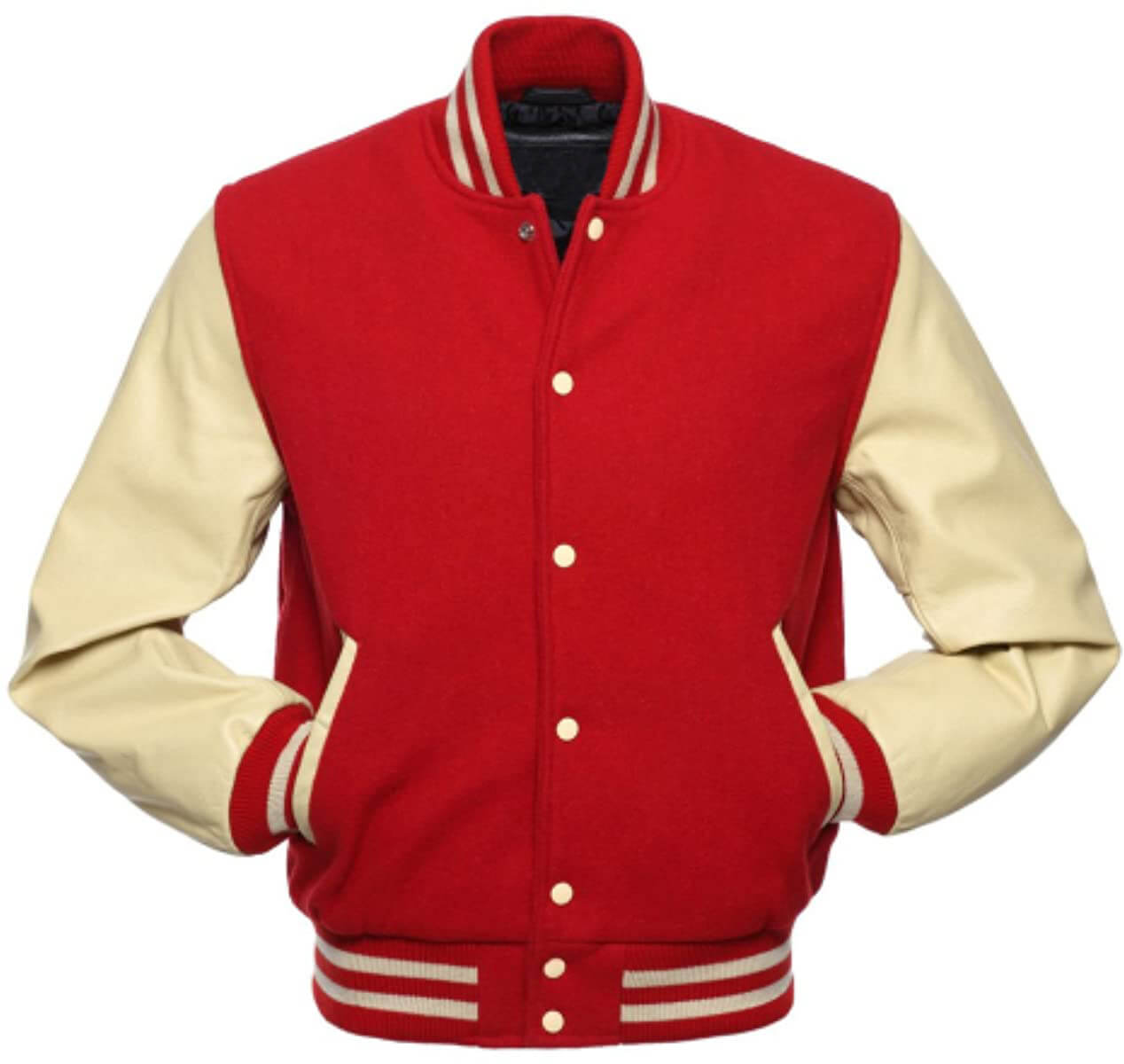 Red And Cream Baseball Varsity Jacket - Maker of Jacket