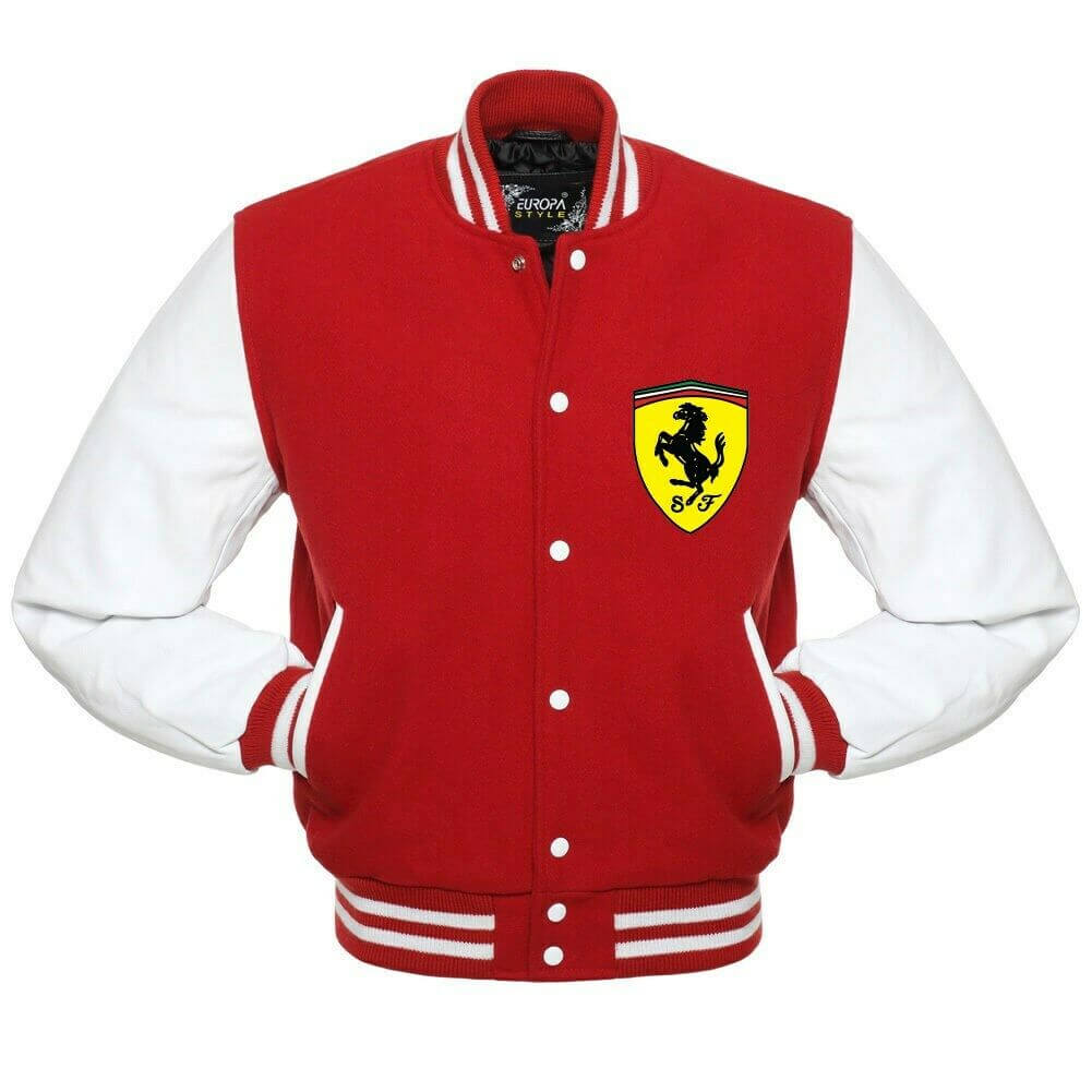 Red White Ferrari Baseball Varsity Jacket - Maker of Jacket