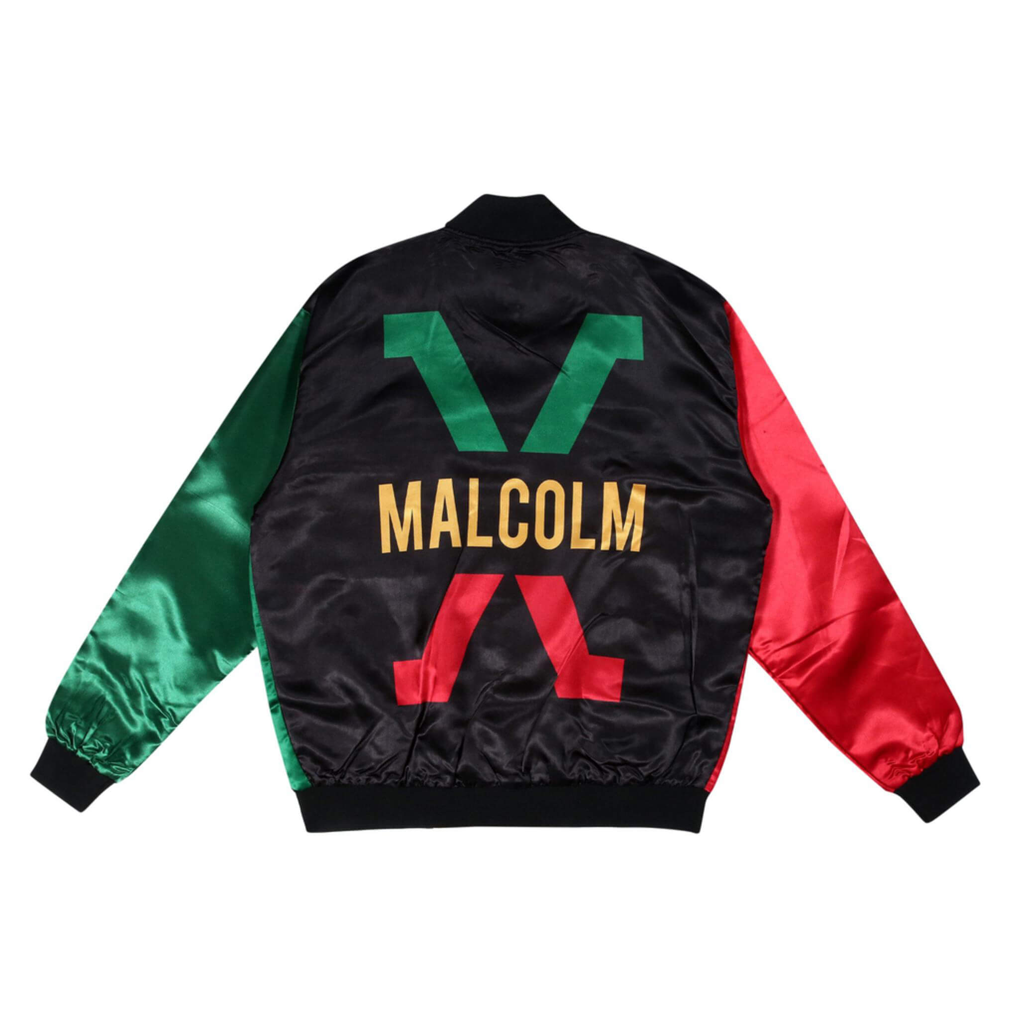 Black History Month Malcolm X Satin Bomber Jacket - Maker of Jacket