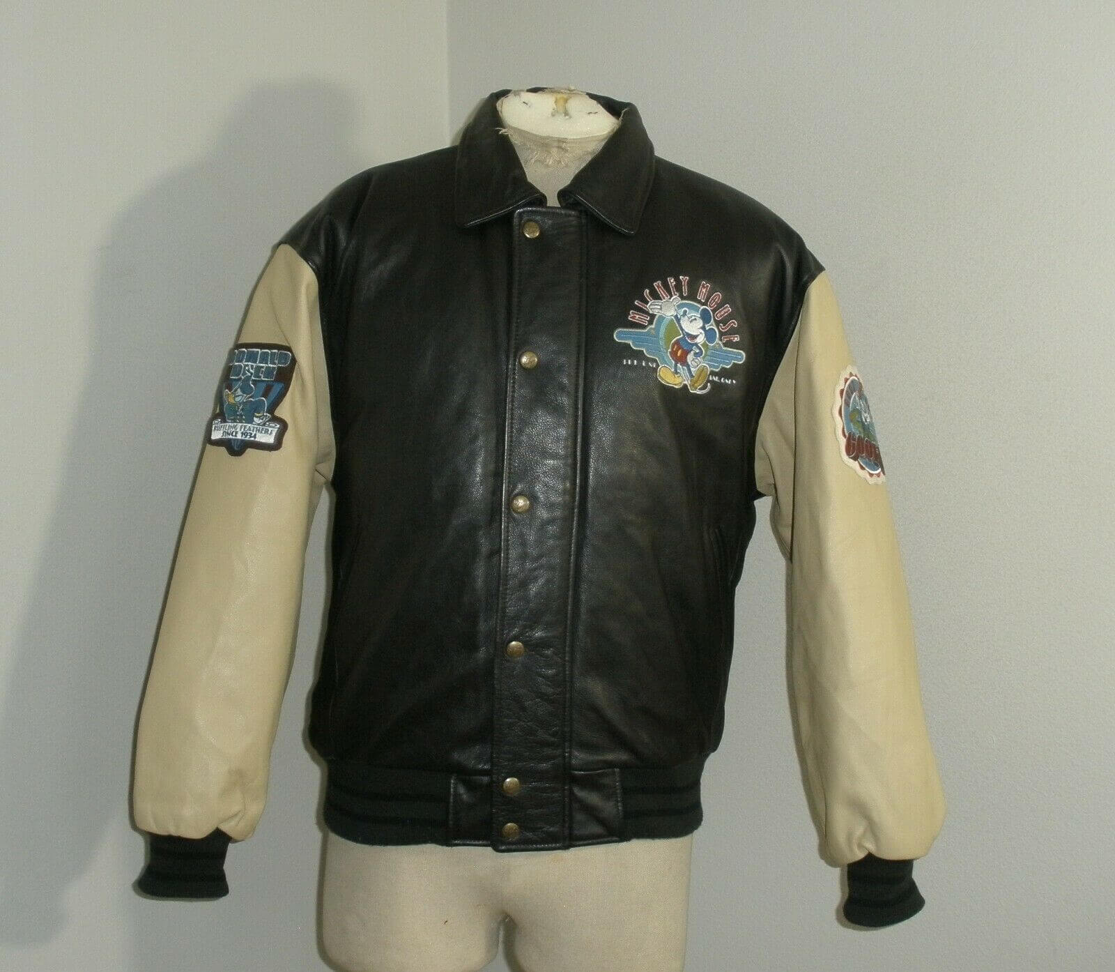 Mickey Mouse Walt Disney Embroidered Leather Jacket - Maker of Jacket