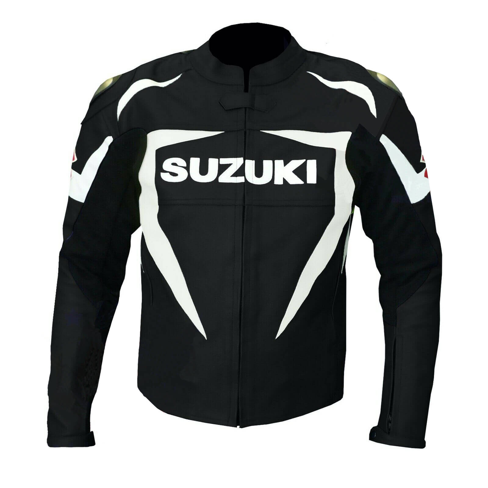 Suzuki Motorcycle Black Racing Leather Jacket - Maker of Jacket