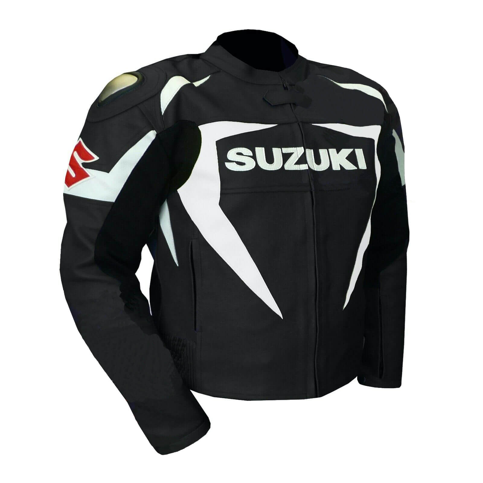 Suzuki Motorcycle Black Racing Leather Jacket - Maker of Jacket