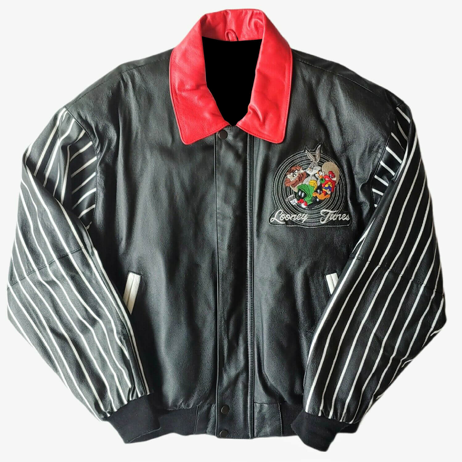 Vintage Looney Tunes Pinstripe Leather Jacket - Maker of Jacket