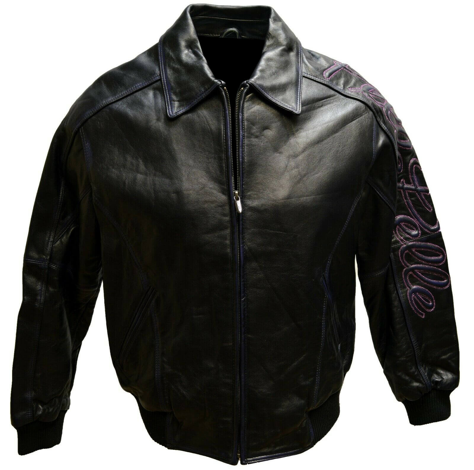 Vintage Pelle Pelle Embroidered Black Leather Jacket - Maker of Jacket