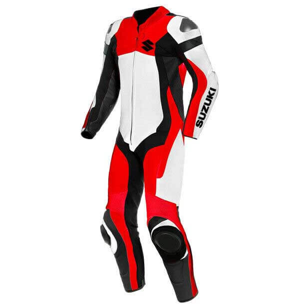Suzuki GSXR Motorcycle Red And White Leather Suit - Maker of Jacket