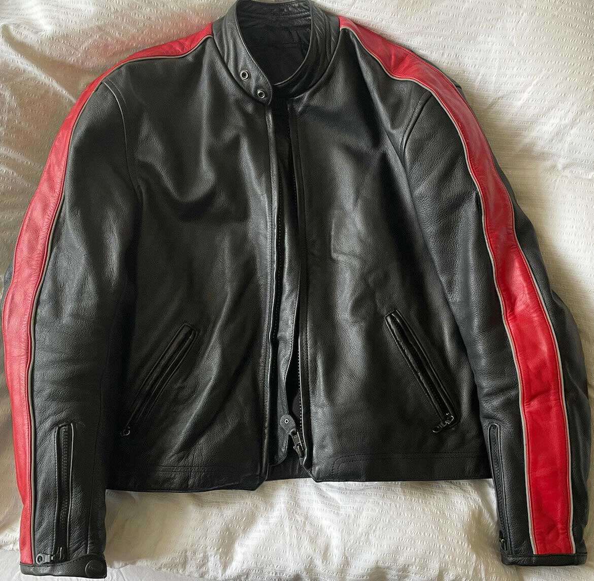 Triumph Black And Red Motorcycle Leather Jacket - Maker of Jacket