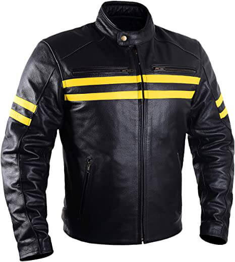 Black Yellow Biker Jacket | Bold Leather Style