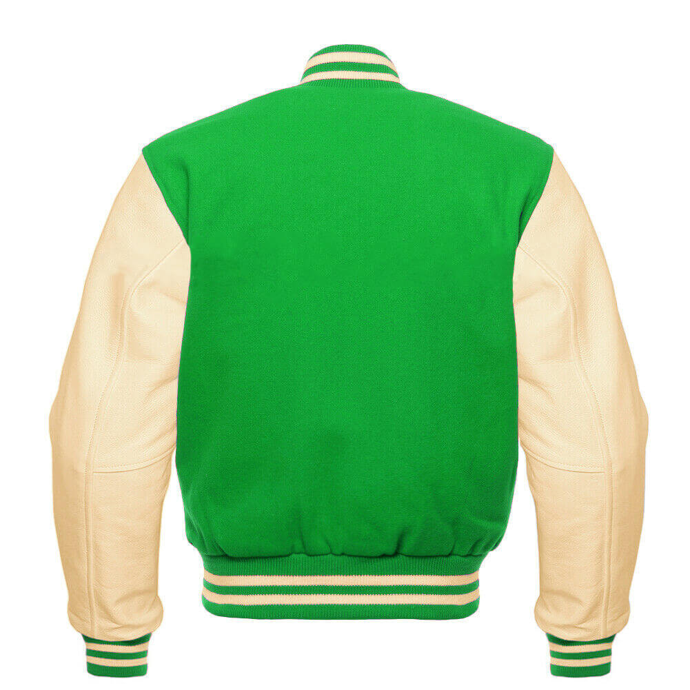 Letterman Baseball Green And Cream Varsity Jacket - Maker of Jacket