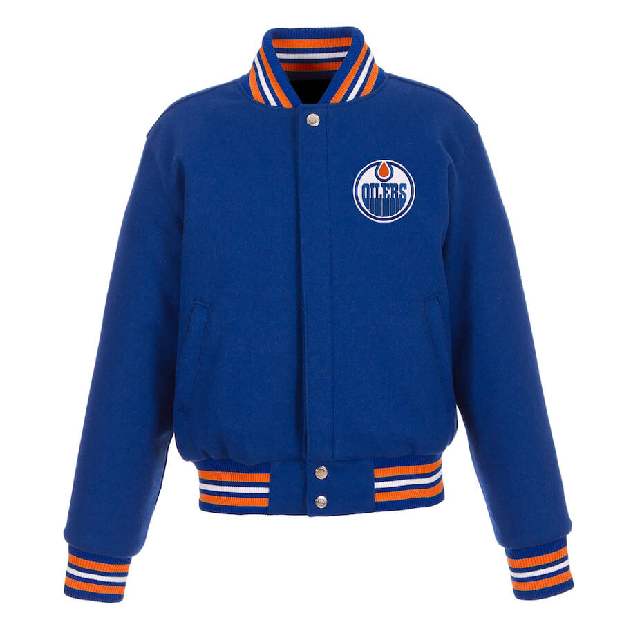 Edmonton Oilers Royal Domestic Wool Jacket - Maker of Jacket