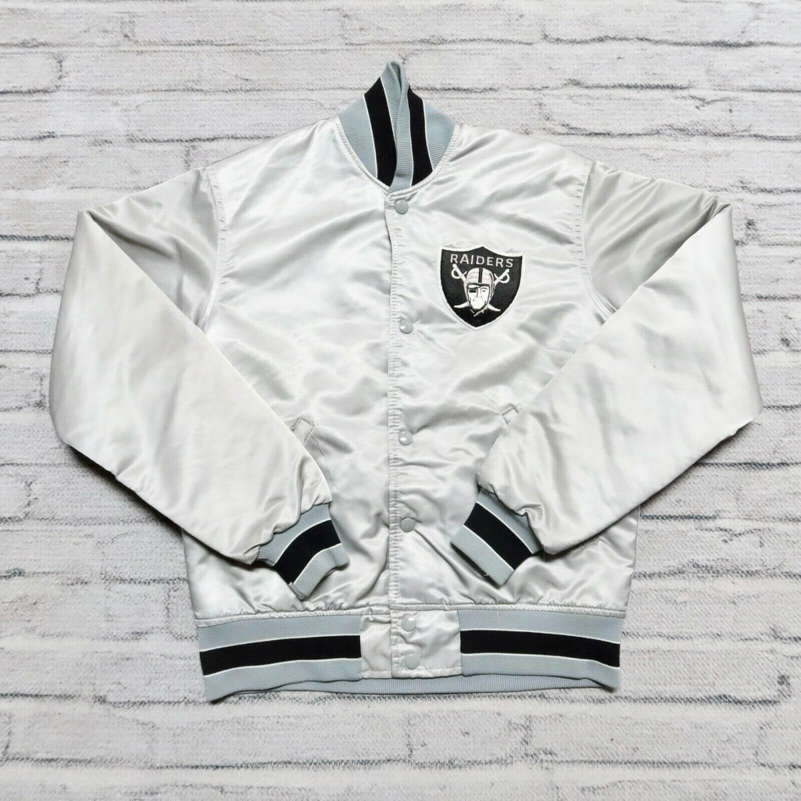 Las Vegas Raiders Silver Satin Jacket - Maker of Jacket