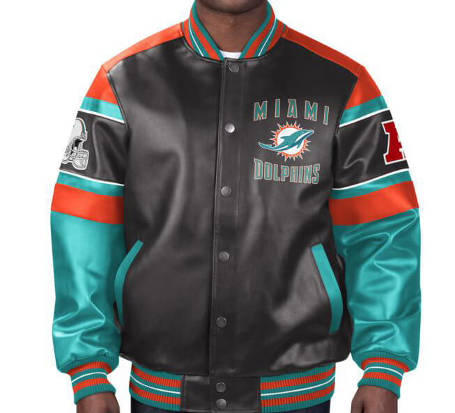 NFL Miami Dolphins Multicolor Leather Jacket - Maker of Jacket