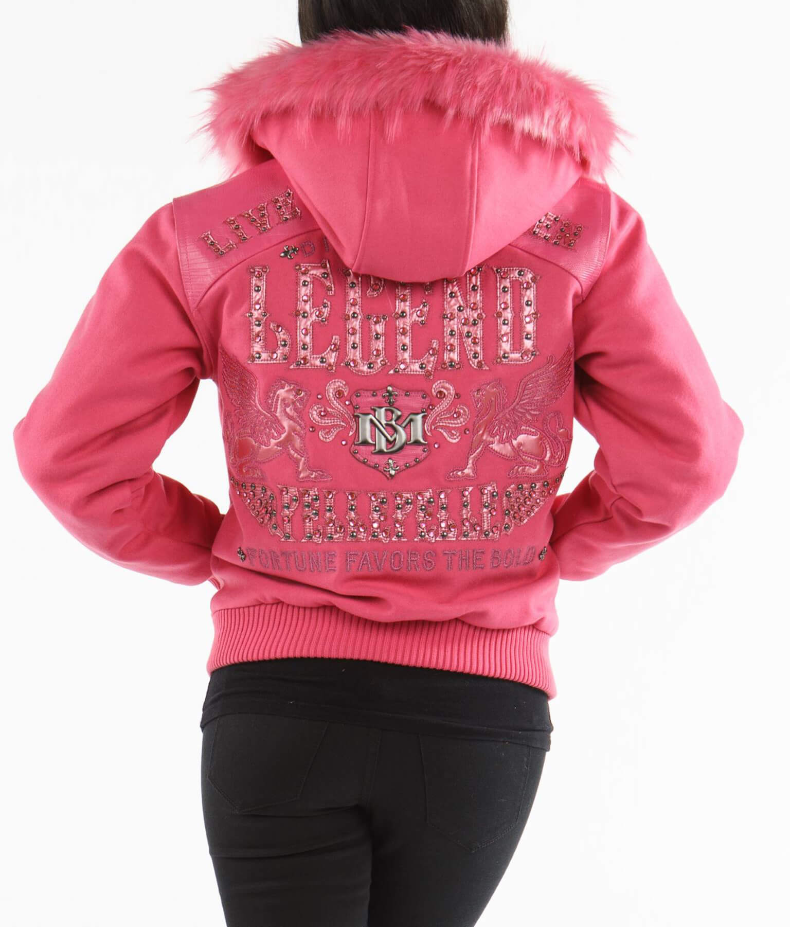 Pink Pelle Pelle Fur Hood Live Like a Queen Wool Jacket - Maker of Jacket